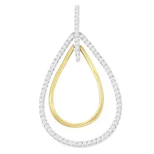 HAUS OF BRILLIANCE 14k Two-tone Gold Diamond Double Burst Pendant Necklace - Yellow