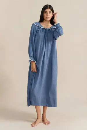 IF ONLY IF Katharine Nightdress - Denim Check