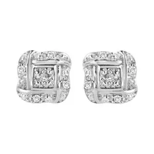 HAUS OF BRILLIANCE Silver Round Diamond Accent Swirl Knot Stud Earrings