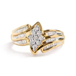 HAUS OF BRILLIANCE 10k Gold 1/2cttw Diamond Cluster Ring - Yellow