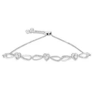 HAUS OF BRILLIANCE Diamond Accent Heart And Infinity Bolo Bracelet - White