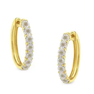 HAUS OF BRILLIANCE 10kt Two-toned Gold Diamond Hoop Earrings - Yellow