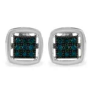 HAUS OF BRILLIANCE Silver Diamond Stud Earrings - White