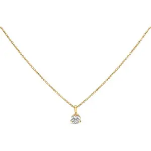 HAUS OF BRILLIANCE 14k Gold Diamond Solitaire Pendant Necklace - Yellow