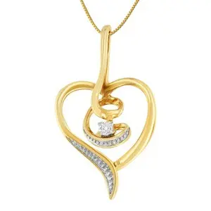 HAUS OF BRILLIANCE 10k Gold Diamond-accented Open Heart Pendant Necklace - Yellow