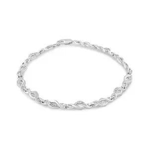 HAUS OF BRILLIANCE Silver Diamond Accent Spiral Link Bracelet - White