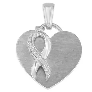 HAUS OF BRILLIANCE Silver Diamond Heart Pendant Necklace - White
