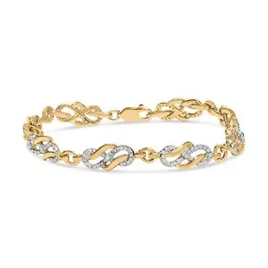 HAUS OF BRILLIANCE 14k Gold Plated Silver Diamond Link Bracelet - Yellow