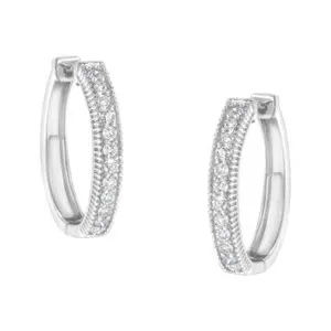 HAUS OF BRILLIANCE 10kt Gold 1.00 Cttw Diamond Hoop Earrings - White