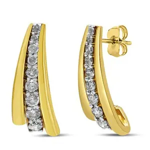 HAUS OF BRILLIANCE 10k Gold Plated Silver 1.00 Ct Diamond Graduated Huggie Stud Earrings - Yellow