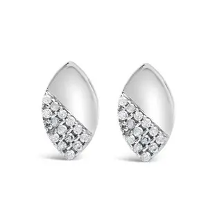 HAUS OF BRILLIANCE Sterling Silver Diamond Pear Stud Earrings - White