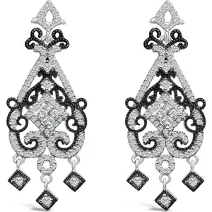 HAUS OF BRILLIANCE Black Rhodium And Silver 3/4 Cttw Diamond Chandelier Earrings
