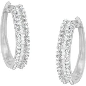 HAUS OF BRILLIANCE 10k Gold Diamond Hoop Earrings - White
