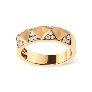 HAUS OF BRILLIANCE 14k Gold Diamond Pyramid Band Ring - Yellow
