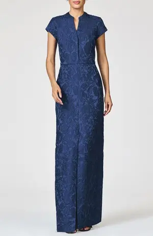 Sachin & Babi Lynn Floral Cloqué Gown - Midnight