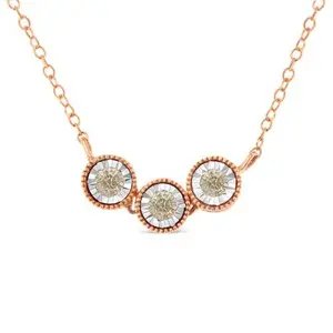 HAUS OF BRILLIANCE 10k Gold Plated Champagne Diamond Triple Circle Necklace - White