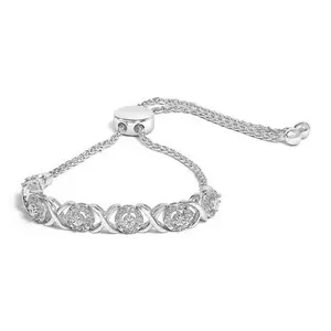HAUS OF BRILLIANCE Diamond X And O Bolo Bracelet - White