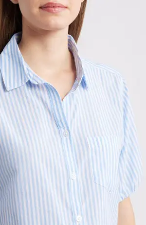 BEACHLUNCHLOUNGE Corey Stripe Short Sleeve Shirt - Blue Wave