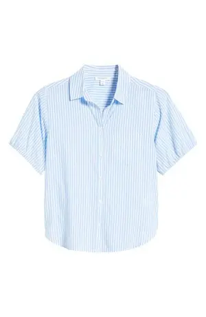 BEACHLUNCHLOUNGE Corey Stripe Short Sleeve Shirt - Blue Wave