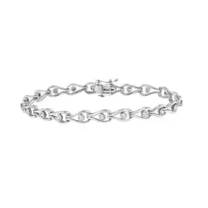 HAUS OF BRILLIANCE Silver Diamond Pear Link Bracelet - White