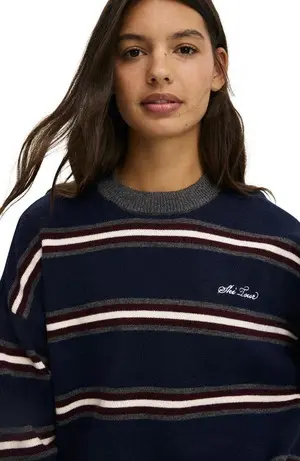 Cotton:on Active Slouchy Knit Sweater - Prep Sport Navy Stripe