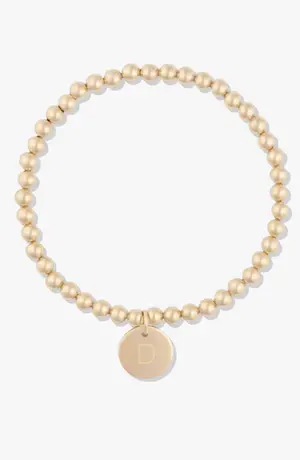 CUFFED BY NANO Classic Initial Coin 14k Gold Filled Bead Bracelet - Gold D