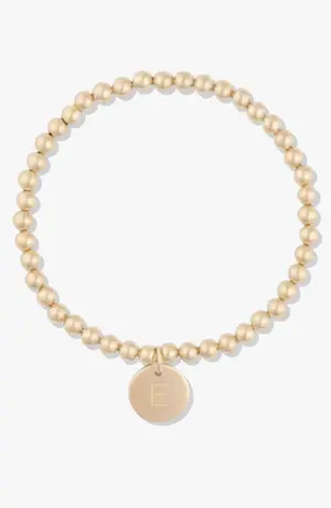 CUFFED BY NANO Classic Initial Coin 14k Gold Filled Bead Bracelet - Gold E