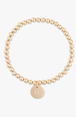 CUFFED BY NANO Classic Initial Coin 14k Gold Filled Bead Bracelet - Gold F