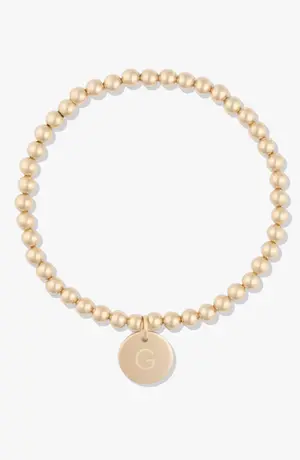 CUFFED BY NANO Classic Initial Coin 14k Gold Filled Bead Bracelet - Gold G