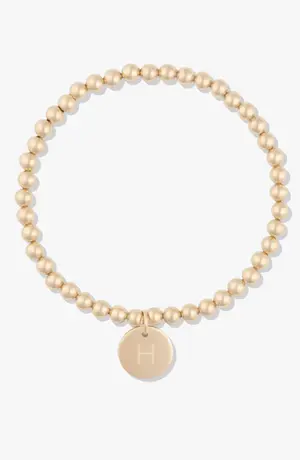 CUFFED BY NANO Classic Initial Coin 14k Gold Filled Bead Bracelet - Gold H