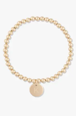 CUFFED BY NANO Classic Initial Coin 14k Gold Filled Bead Bracelet - Gold K