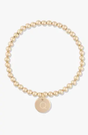 CUFFED BY NANO Classic Initial Coin 14k Gold Filled Bead Bracelet - Gold Q