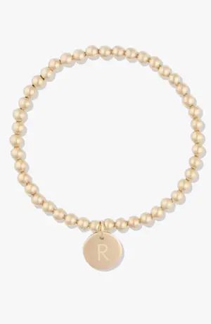 CUFFED BY NANO Classic Initial Coin 14k Gold Filled Bead Bracelet - Gold R