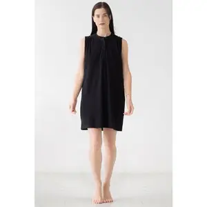 SALUA Aisha Cotton Mini Lounge Dress - Black