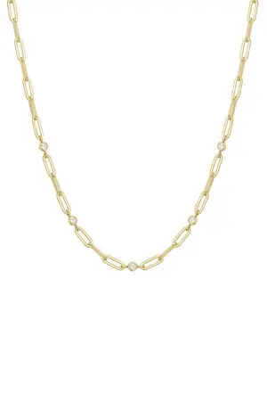 ANIA HAIE Bezel Cubic Zirconia Station Chain Necklace - Shiny Gold