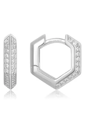 ANIA HAIE Pavé Shield Huggie Hoop Earrings