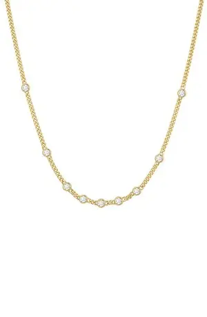 ANIA HAIE Bezel Cubic Zirconia Station Necklace - Shiny Gold