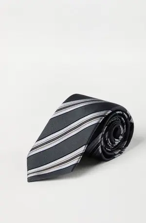 Brunello Cucinelli Textured Stripe Neck Tie - Anthracite