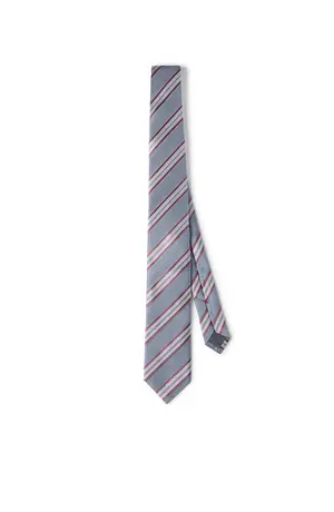 Brunello Cucinelli Silk Striped Necktie - Medium Grey