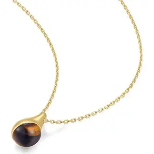 ANIA HAIE Tiger's Eye Droplet Pendant Necklace - Shiny Gold