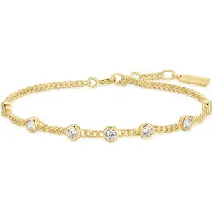 ANIA HAIE Bezel Cubic Zirconia Station Chain Bracelet - Shiny Gold
