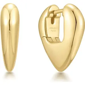 ANIA HAIE Puffy Shield Huggie Hoop Earrings - Shiny Gold
