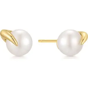 ANIA HAIE Claw Pearl Stud Earrings - Shiny Gold