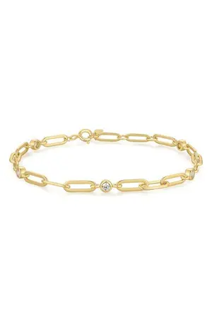 ANIA HAIE Bezel Cubic Zirconia Station Chain Bracelet - Shiny Gold