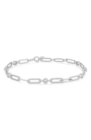 ANIA HAIE Bezel Cubic Zirconia Station Chain Bracelet - Silver
