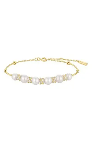 ANIA HAIE Faux Pearl & Pavé Chain Bracelet - Shiny Gold