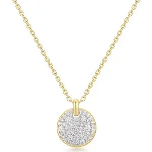 ANIA HAIE Pavé Disc Pendant Necklace - Mixed Shiny Gold Silver