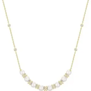 ANIA HAIE Faux Pearl And Pavé Charm Necklace - Shiny Gold