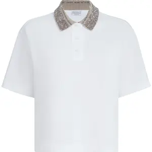 Brunello Cucinelli Polo With Dazzling Knit Collar
