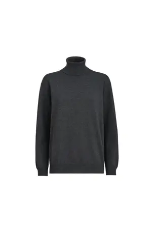Brunello Cucinelli Cashmere High Neck Sweater With Monili Detail - Anthracite